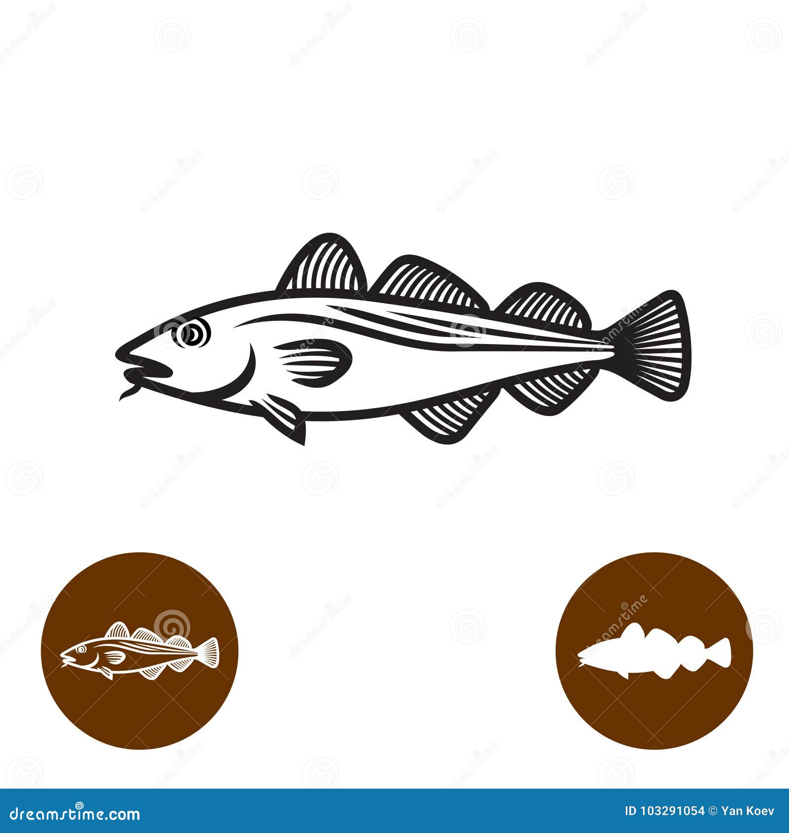 Codfish Silhouette Logo with Variations. Stock Vector - Illustration of ...