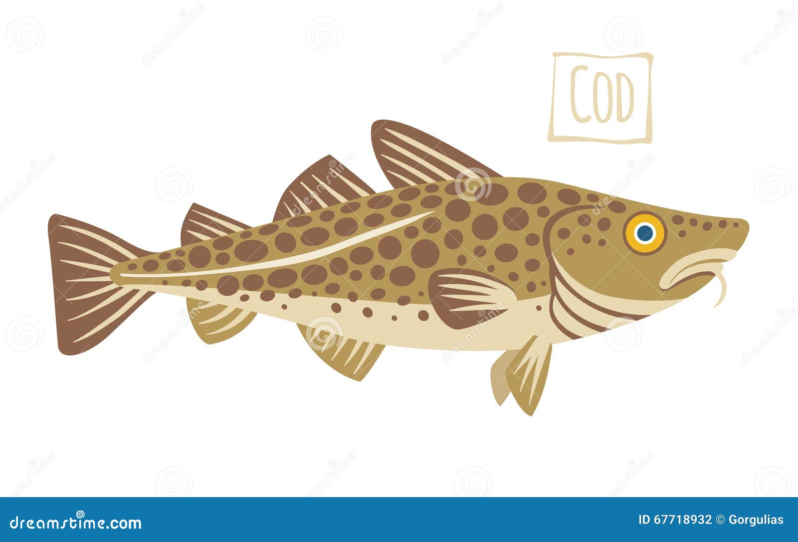 Codfish, Vector Cartoon Illustration Stock Vector - Illustration of ...