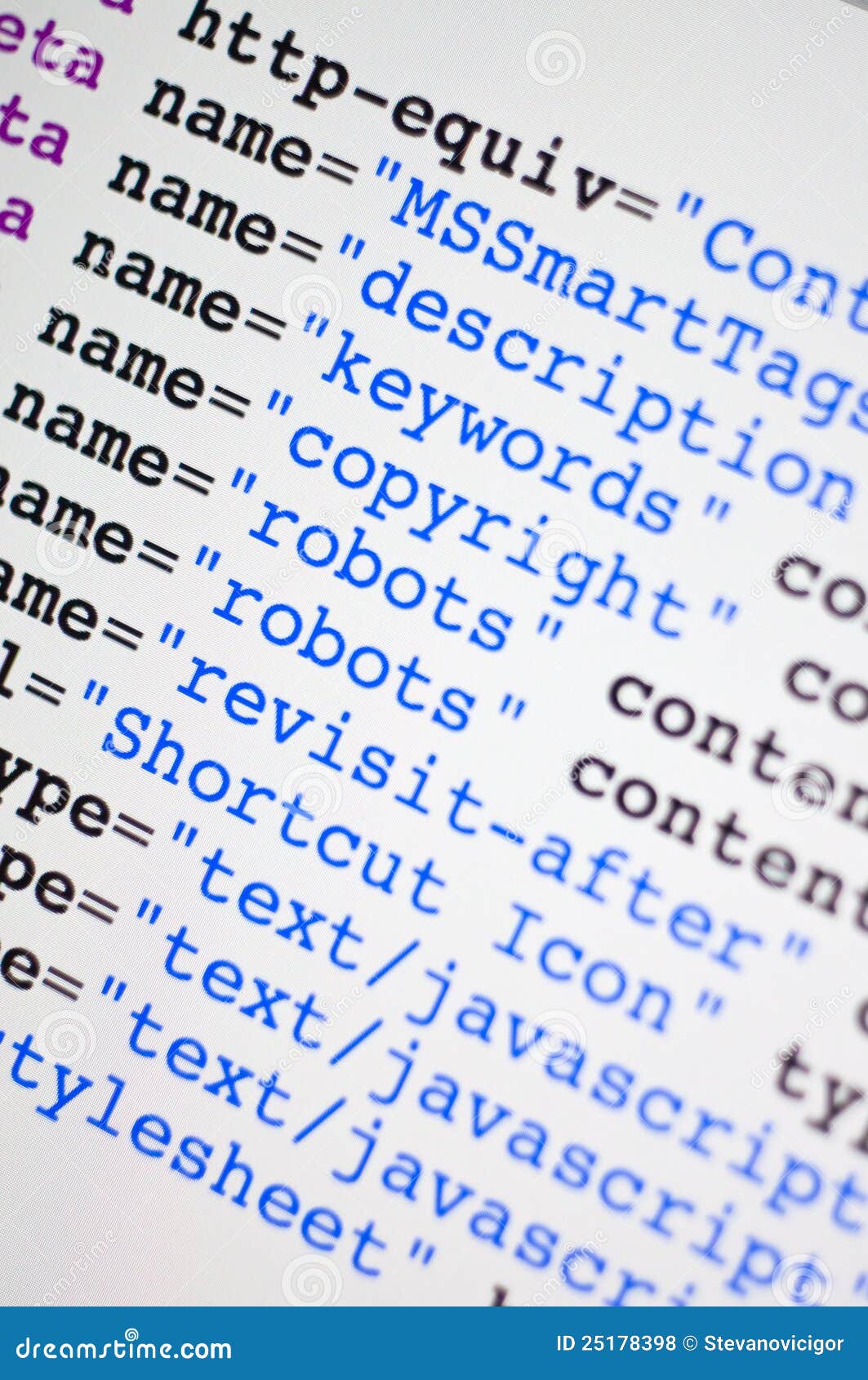 Codice del HTML fotografia stock. Immagine di internet - 25178398