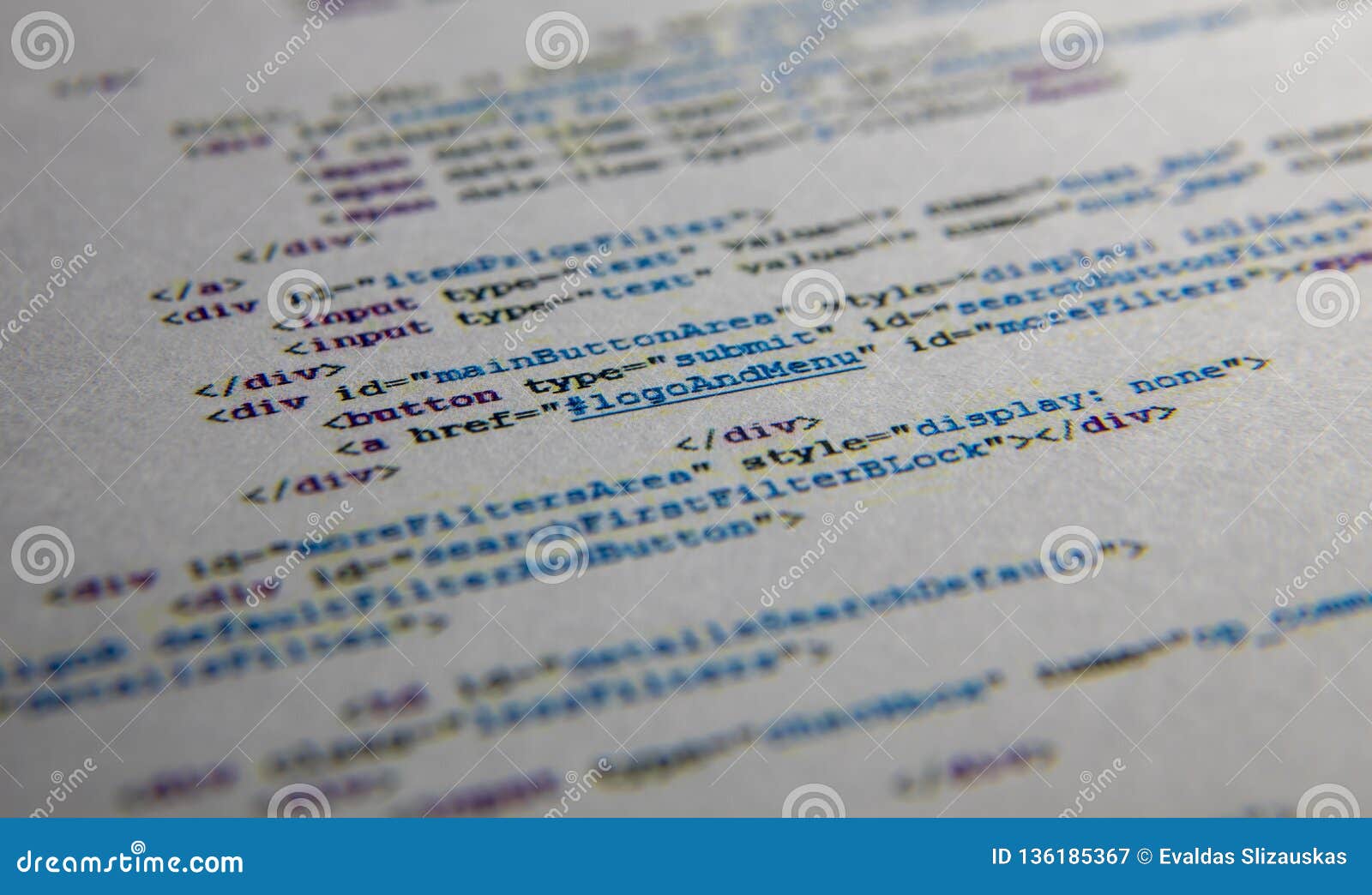 Codice Di Programmazione Dello Sviluppatore Web Stampato Immagine Stock ...