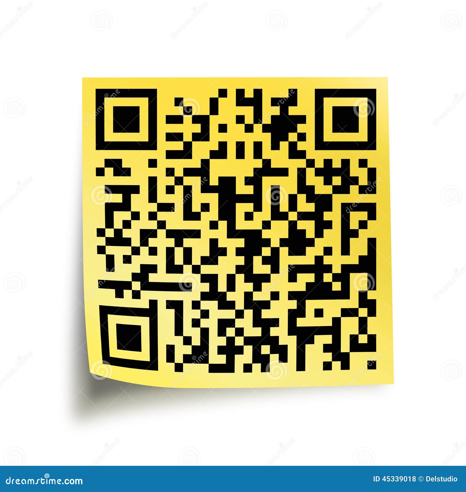 Codice Di QR Su Una Nota Gialla Del Bastone Illustrazione di Stock ...