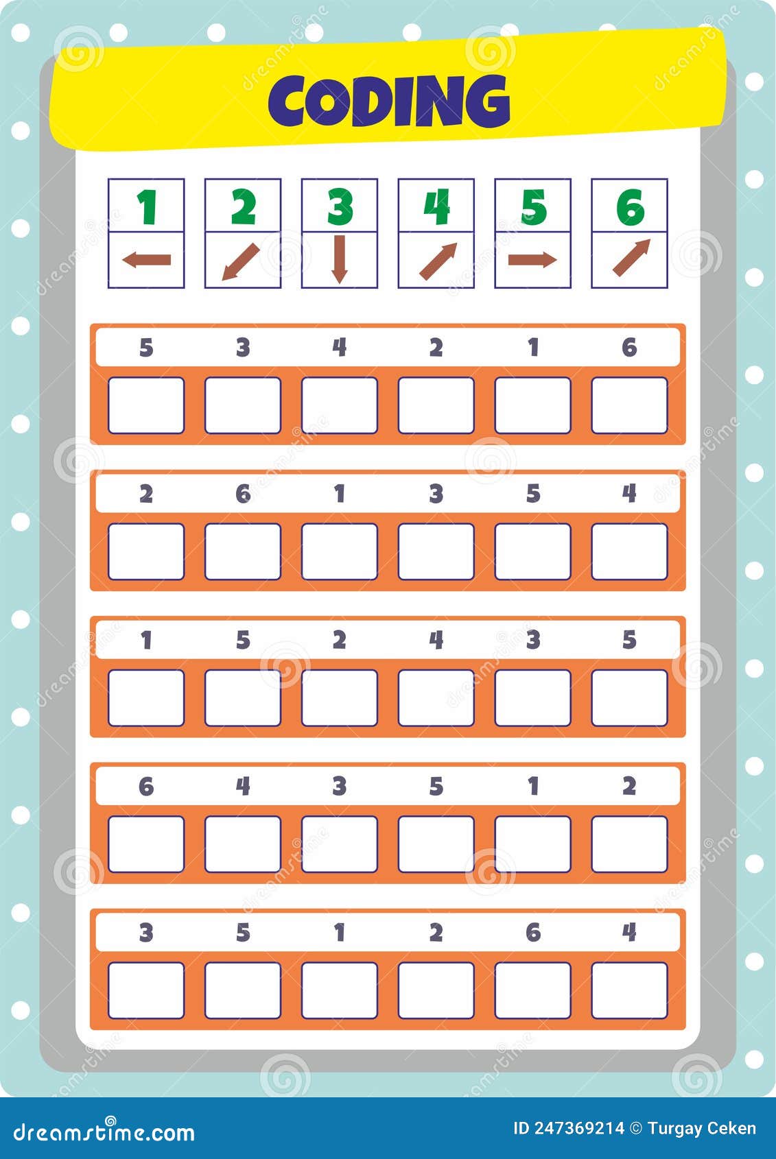 Coding Activity with Arrows for Kids Stock Illustration - Illustration ...