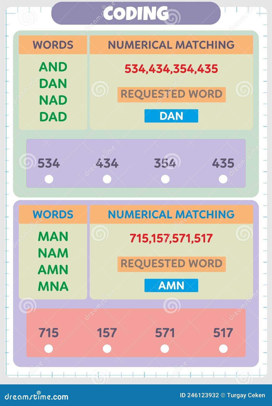 Coding activity for kids. stock vector. Illustration of shapes - 246123932