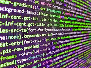 Software Source Code Big Da Green Is Dominant Color Monitor Closeup