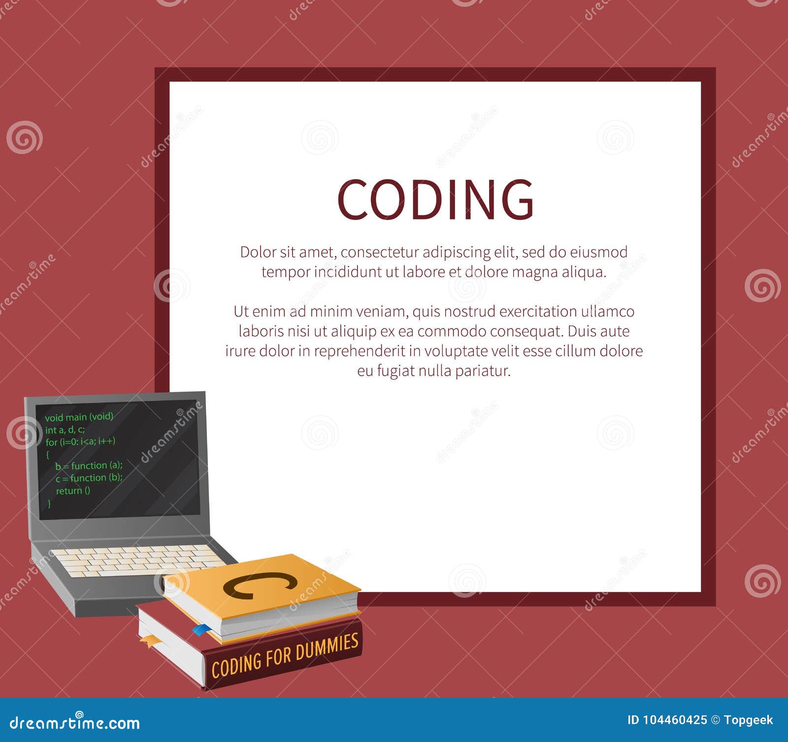 Coding Banner with Portable Computer and Textbooks Stock Vector ...