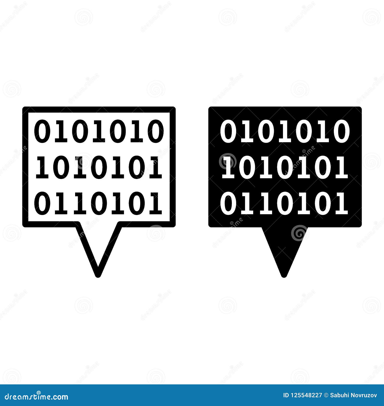 Coding In Bubble Prompt Line And Glyph Icon Binary Code Vector