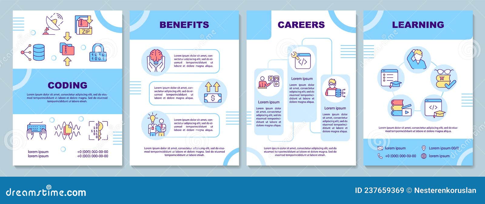 Coding Career Brochure Template Stock Vector - Illustration of programming, education: 237659369