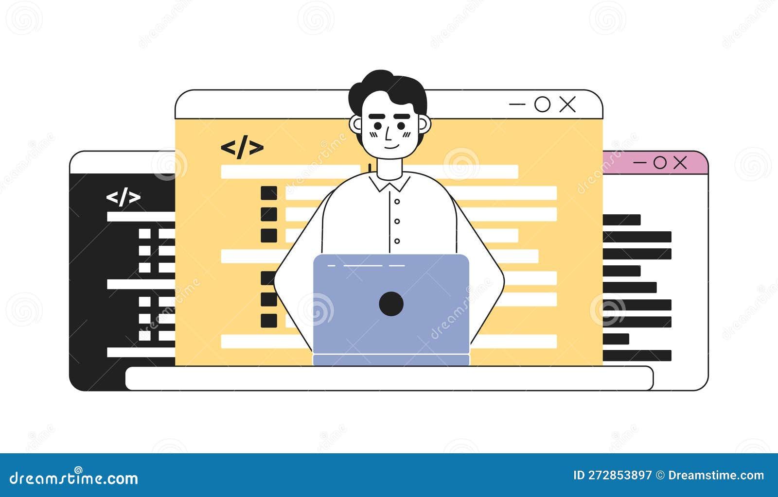 Coding Career Line Concept Vector Spot Illustration Stock Illustration ...