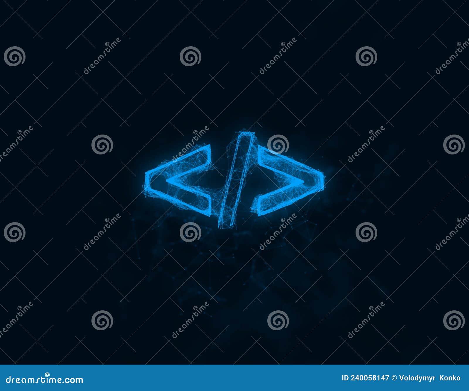 Coding Code Html Programming Language Icon With Plexus Effect Connected Lines With Dots