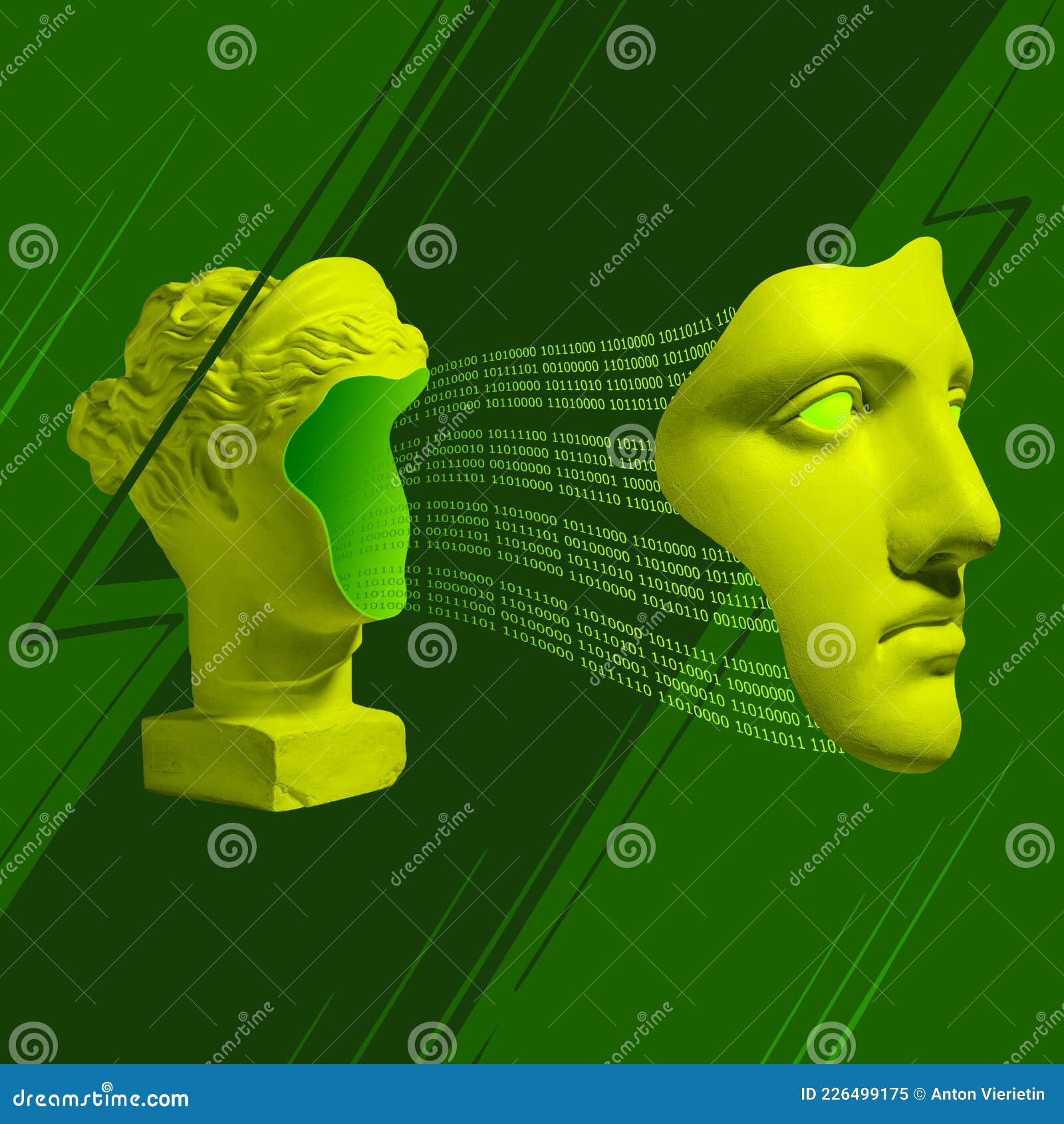 Creative Collage. Image of Ancient Greek Statue with Binary Code on ...