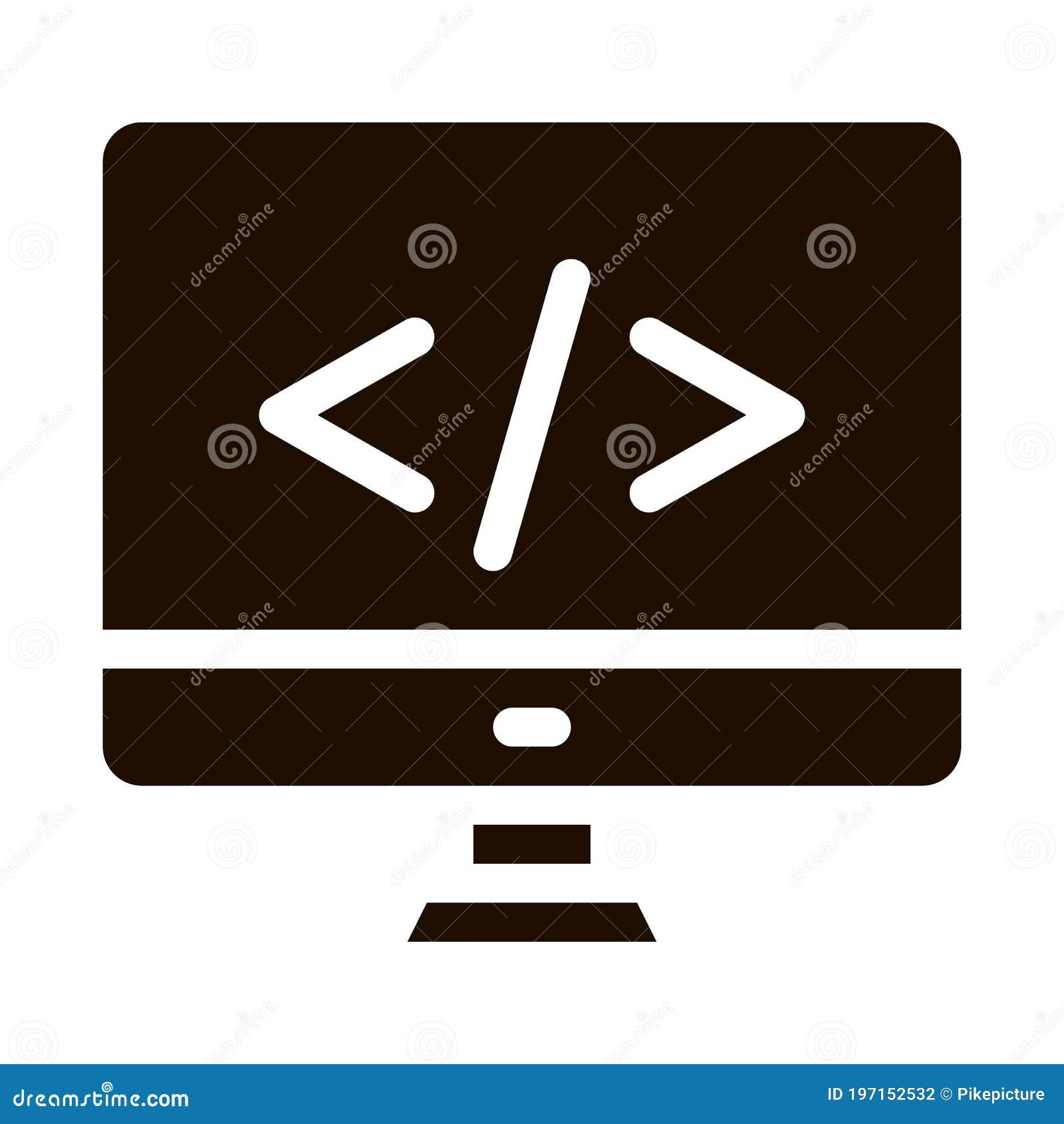 Coding Computer Monitor Vector Icon Stock Vector - Illustration of ...