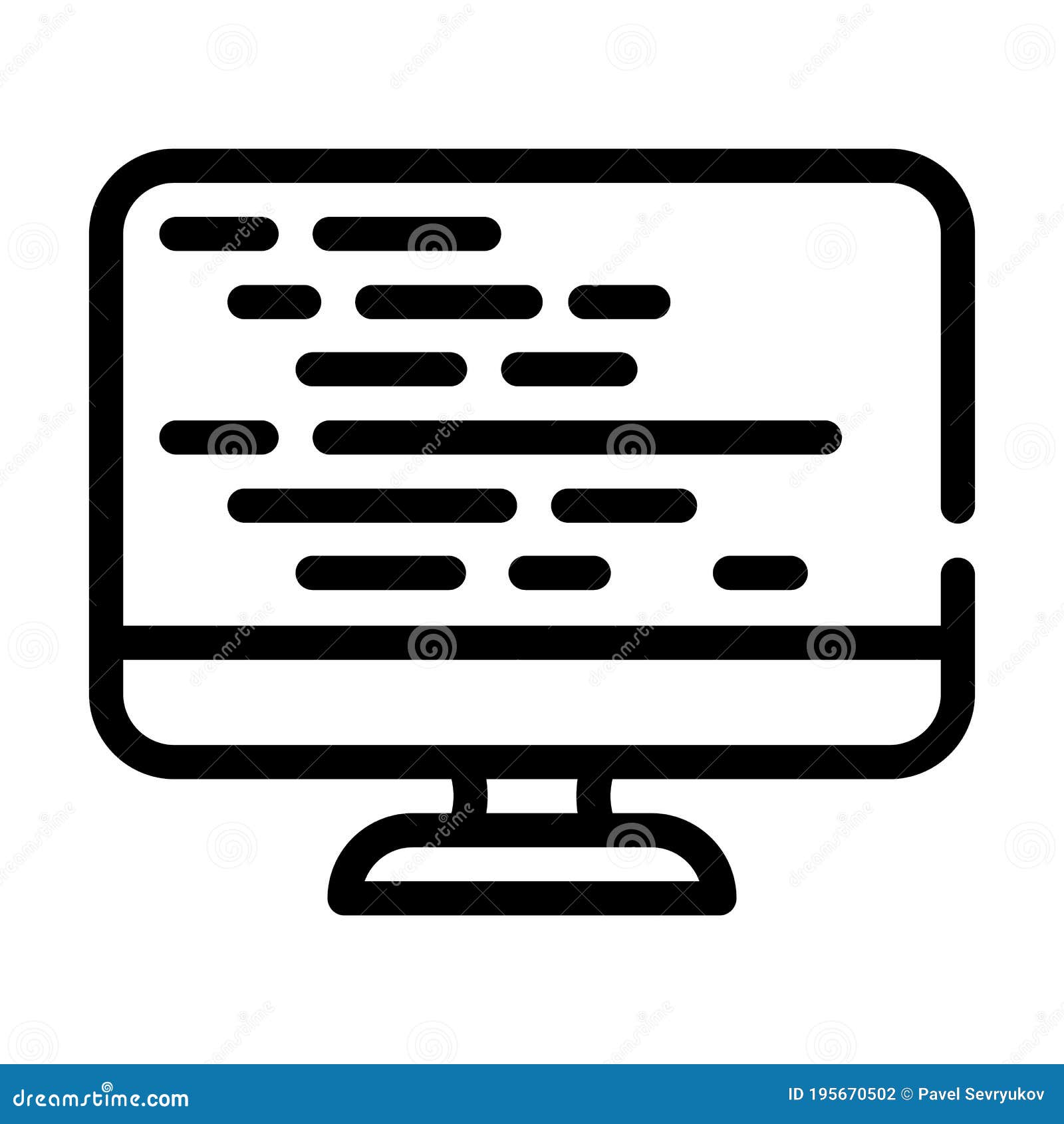 Coding On Computer Screen Line Icon Vector Illustration Stock Vector
