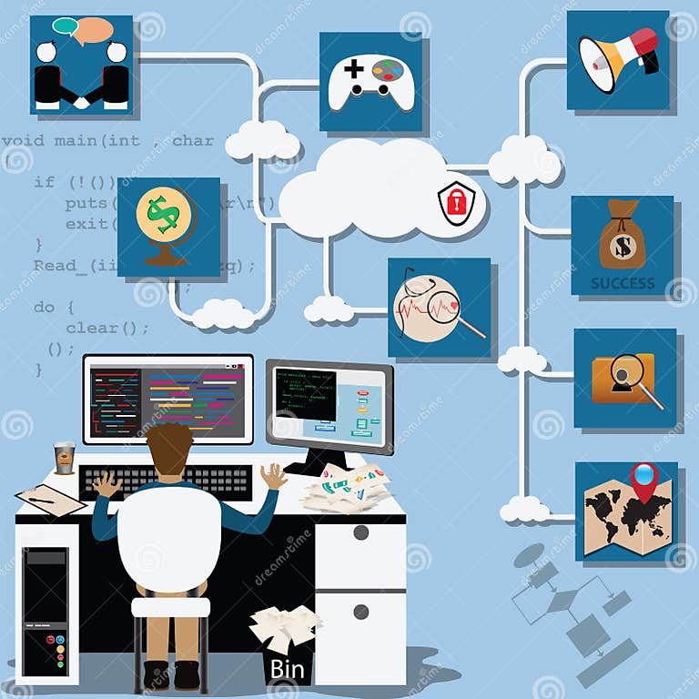 Coding Concept,Developer Create New Application - Vector Stock Vector ...