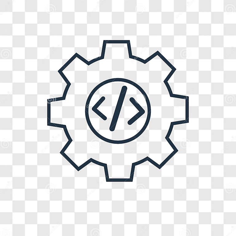 Coding Concept Vector Linear Icon Isolated on Transparent Background, Coding Concept ...