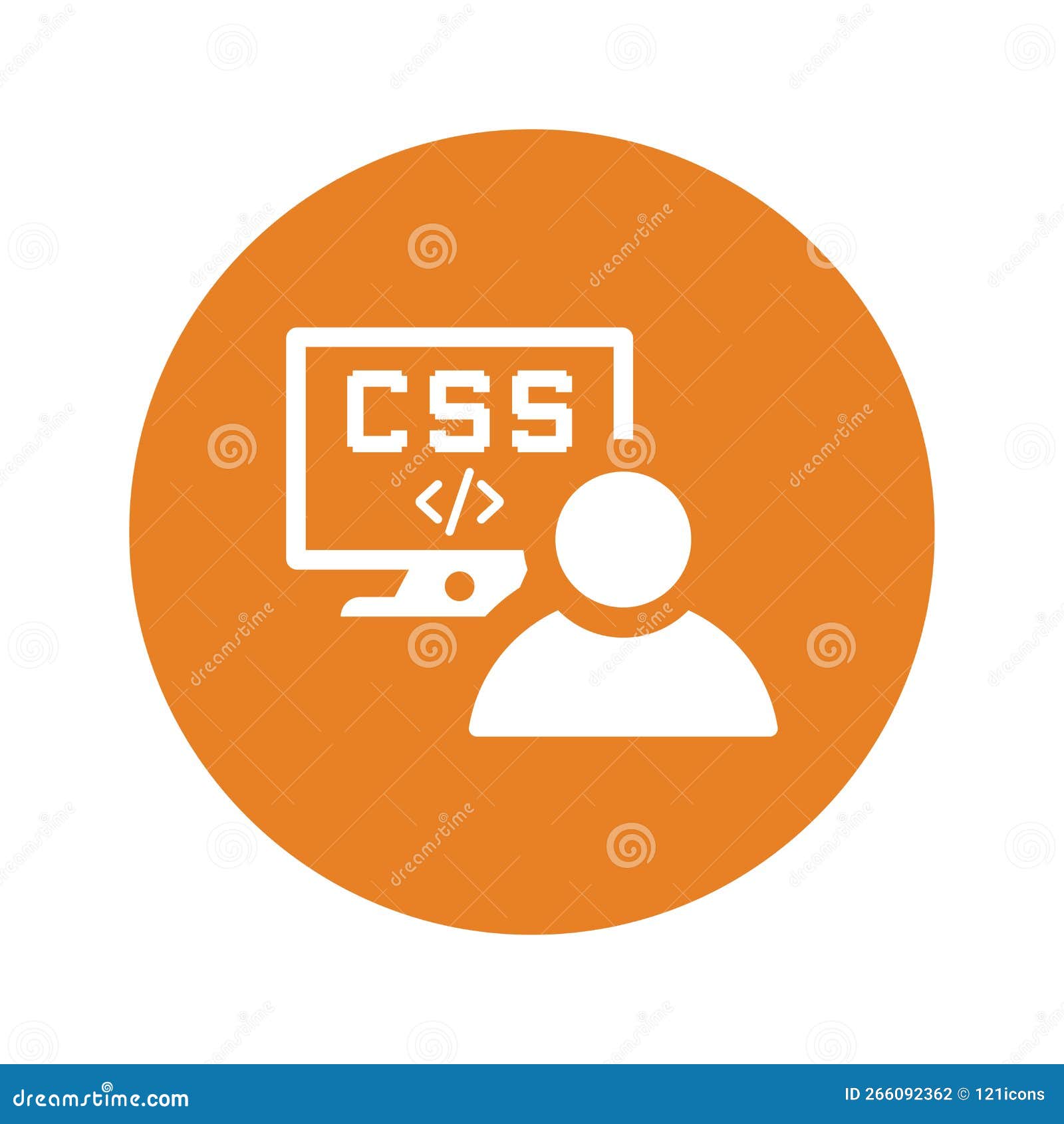 Coding, Css, Developer Icon. Orange Color Vector EPS Stock Illustration ...