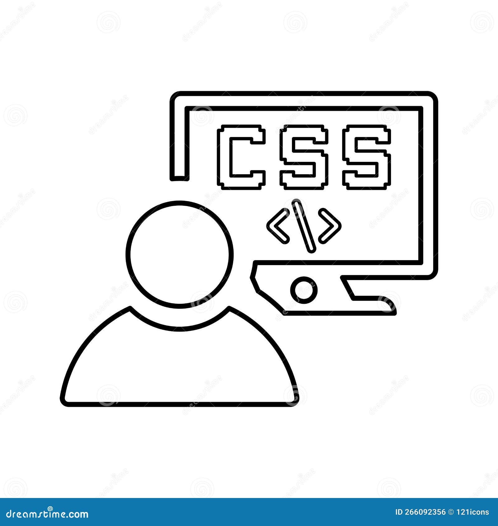 Coding Css Developer Icon Black Vector Graphics Stock Illustration