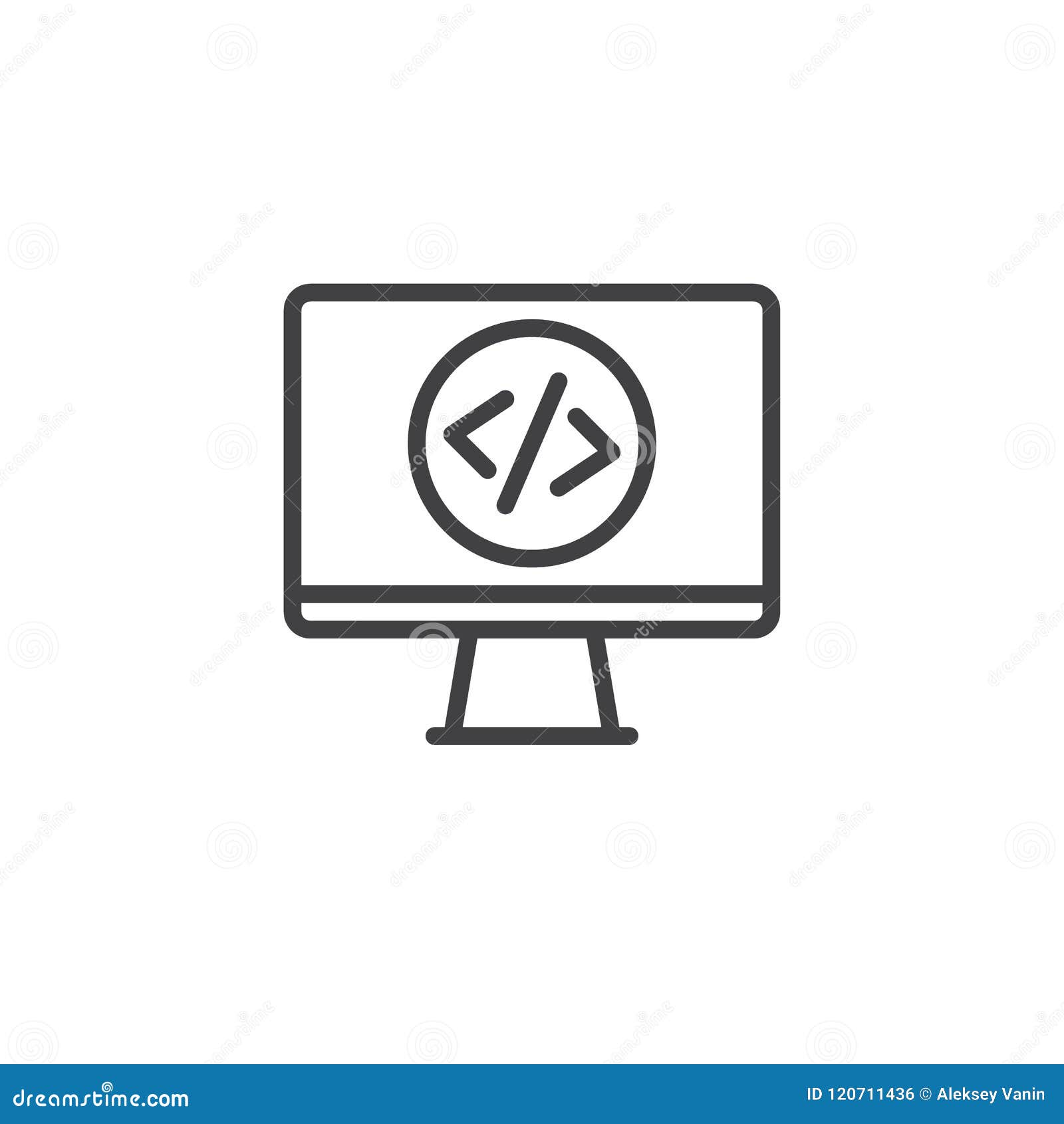Coding Desktop Screen Outline Icon Stock Vector - Illustration of ...