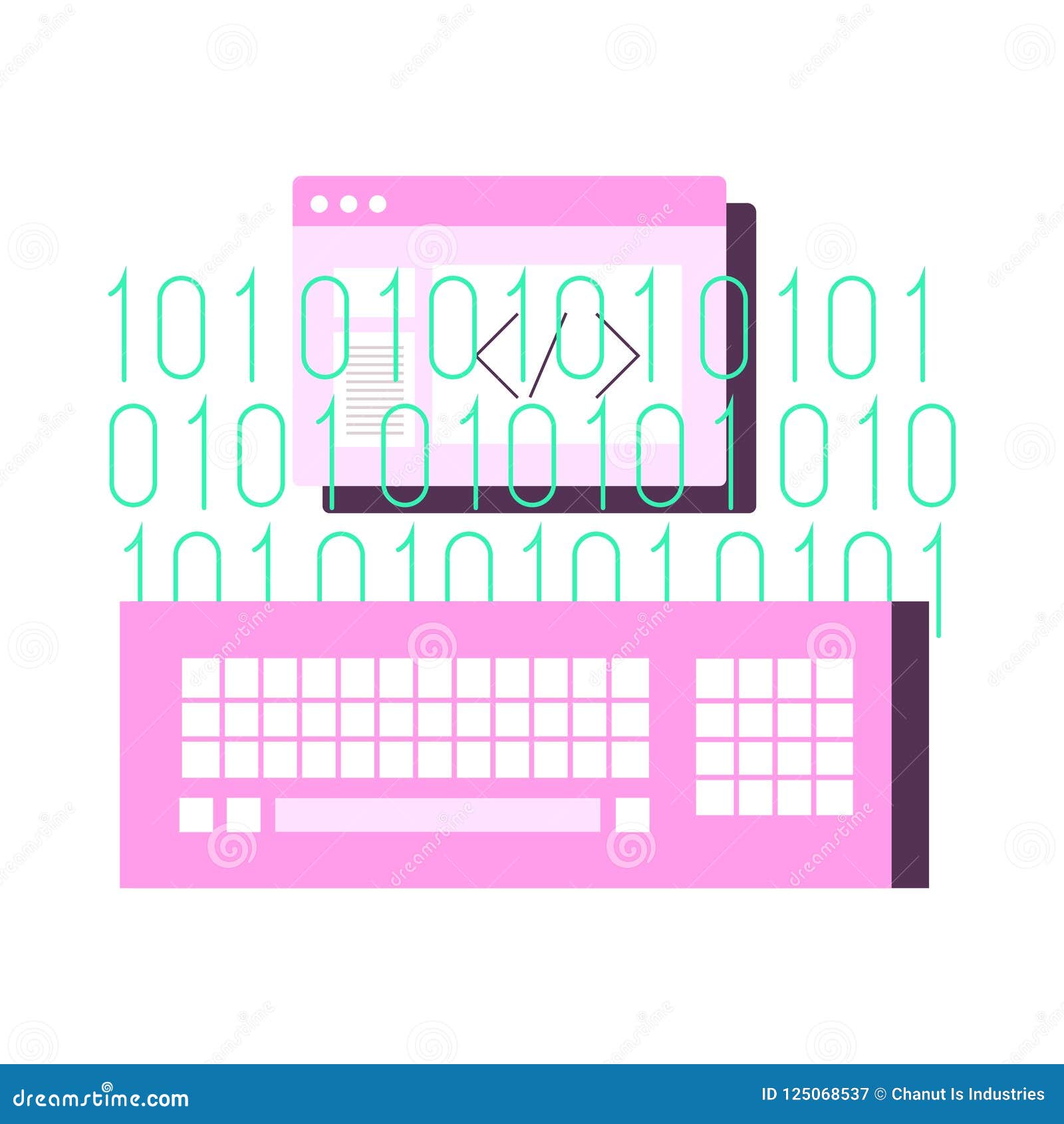 Coding Flat Illustration Stock Vector Illustration Of Programmer 125068537