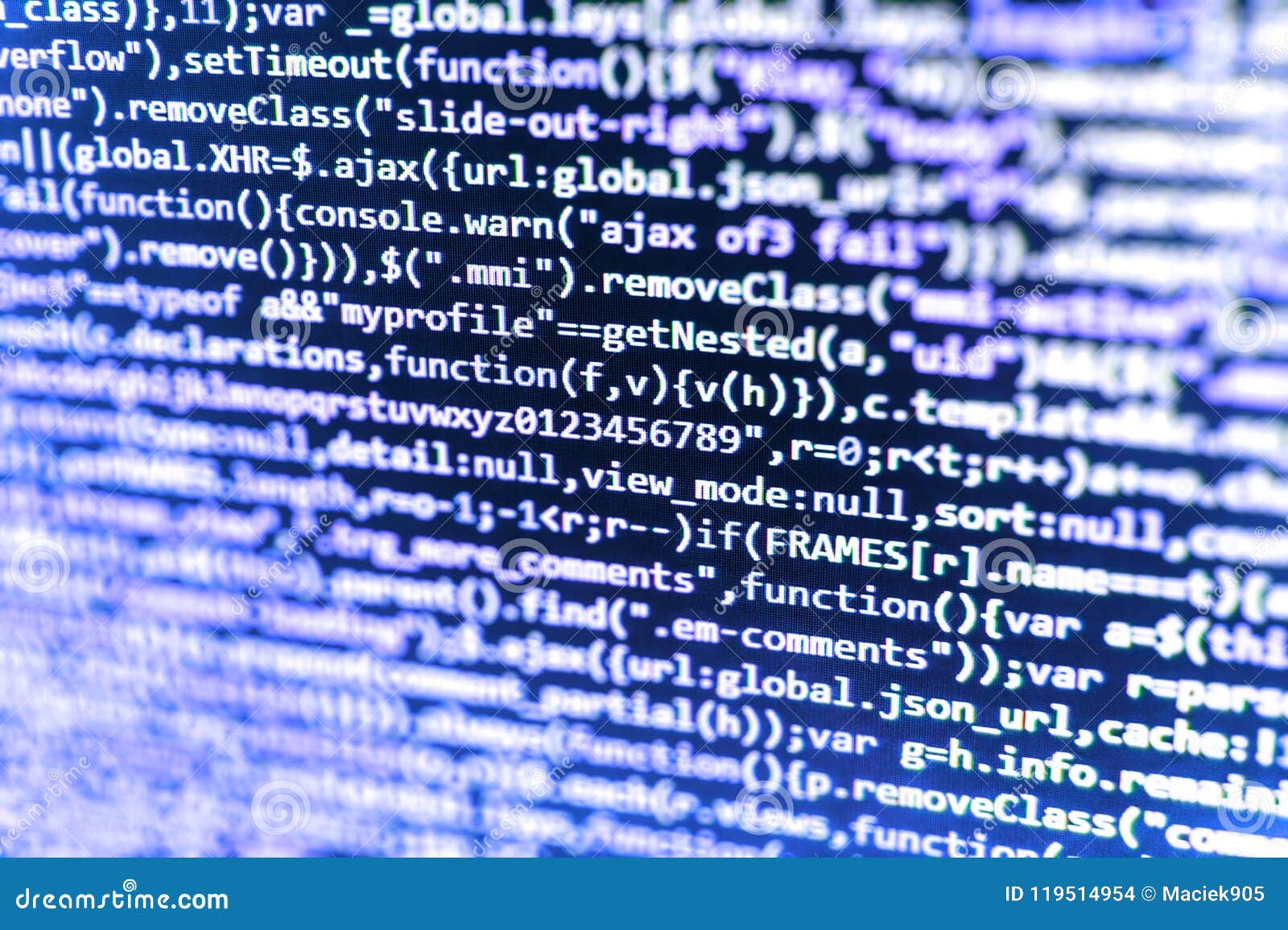 Programming Code. Creative Focus Effect Stock Photo - Image of ...