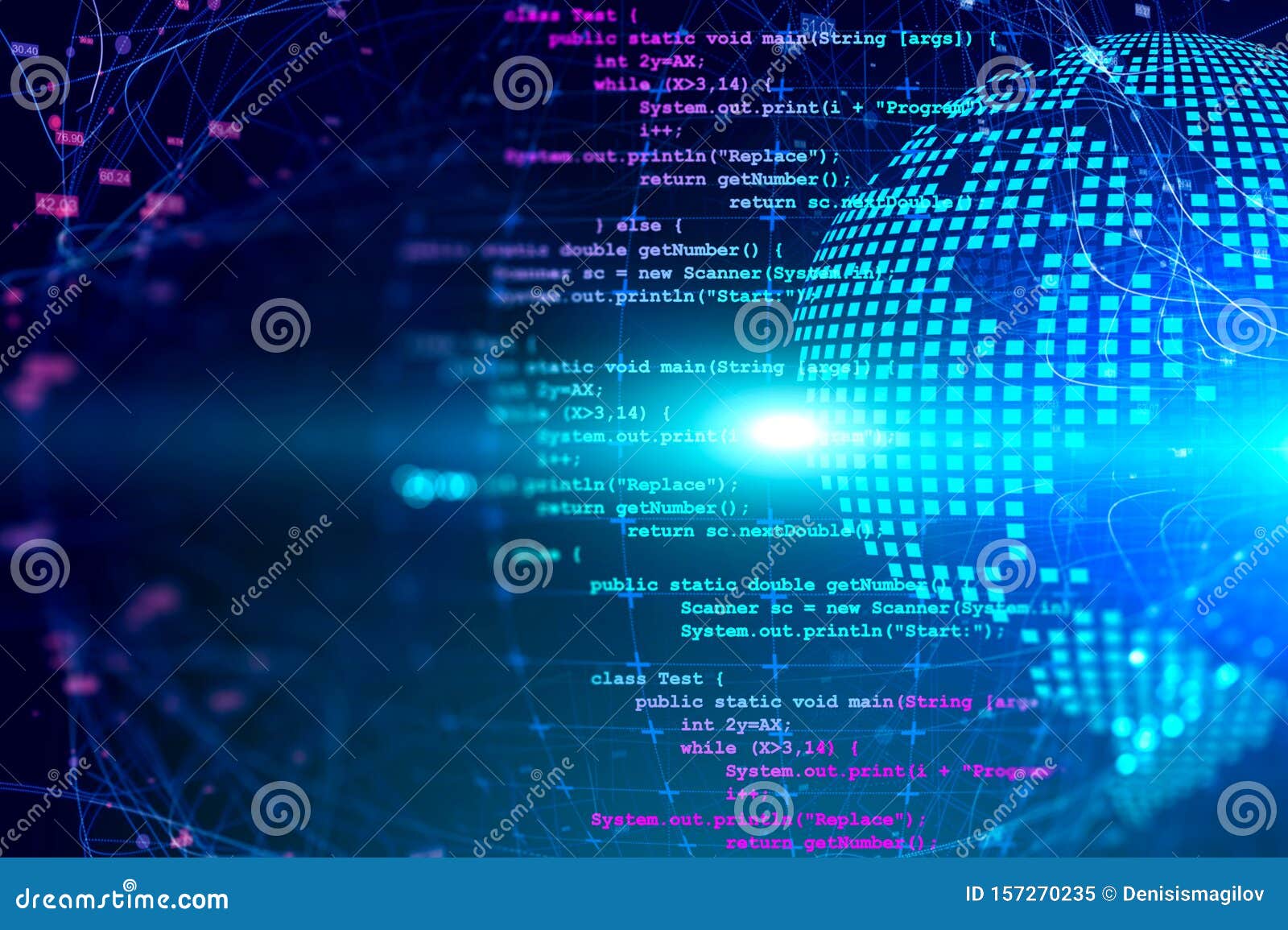 Coding and Hi Tech Background Stock Illustration - Illustration of ...