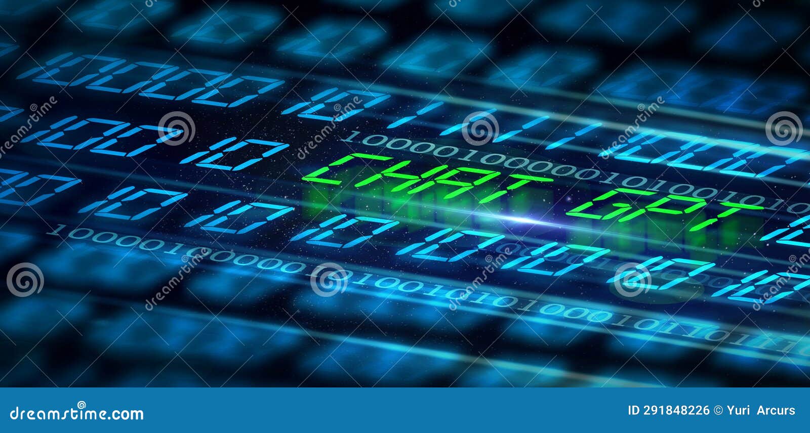 Coding Hologram, Ai Programming and Dark Background with Chat Machine, Large Language Model or ...