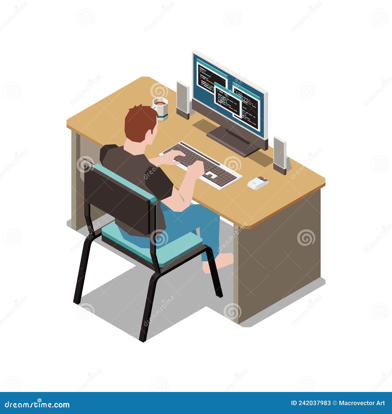 Coding at Home Composition stock vector. Illustration of pictogram ...