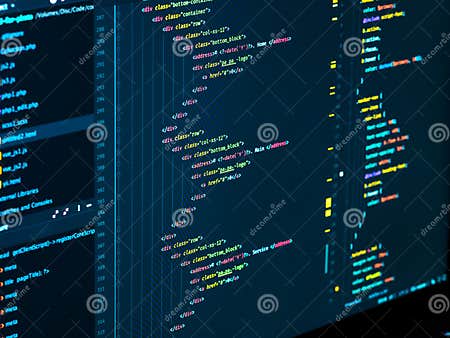 Coding Html and Css in IDE, Macro. Web Development. Software Source ...