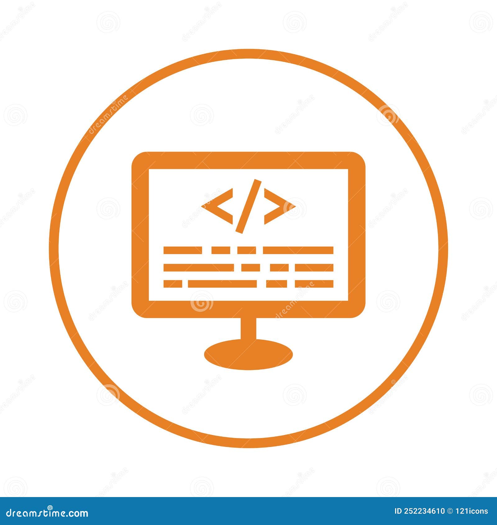 Coding, Html, Programming Icon.Orange Vector Symbol Stock Illustration ...