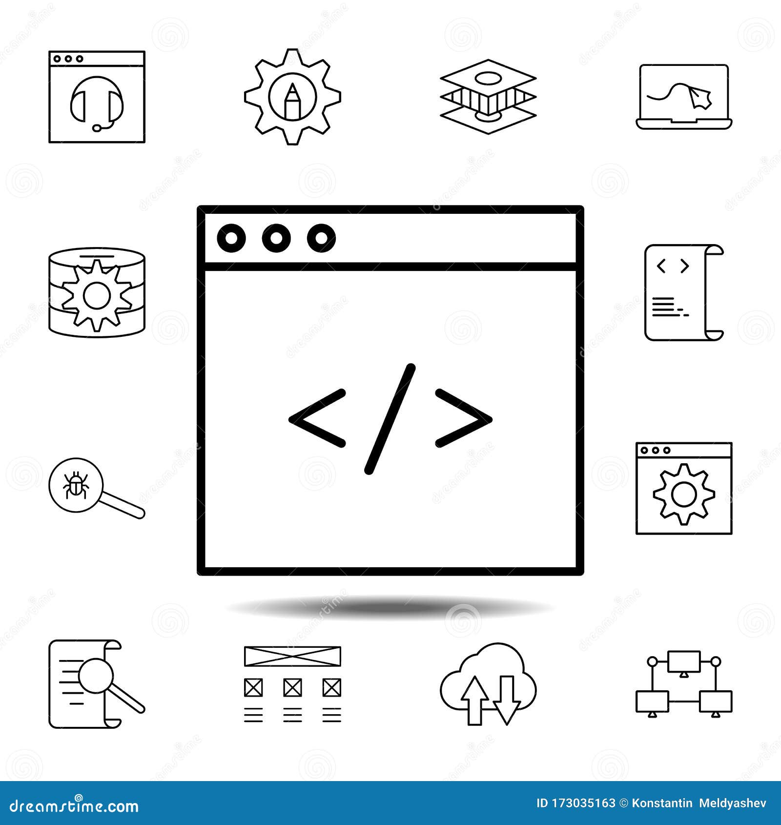 Coding, Html, Programming Icon. Simple Thin Line, Outline Vector ...