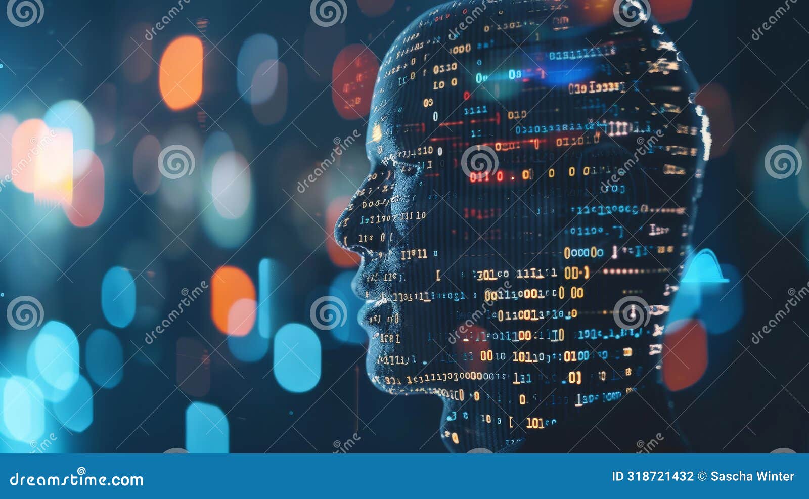 Coding Humanity: the Fusion of Man and Machine Stock Photo - Image of ...