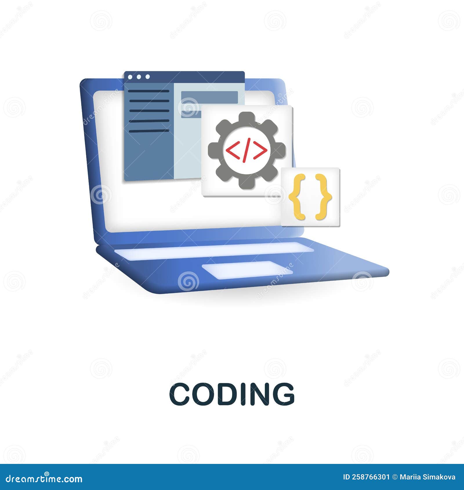 Coding Icon. 3d Illustration from Web Development Collection. Creative ...