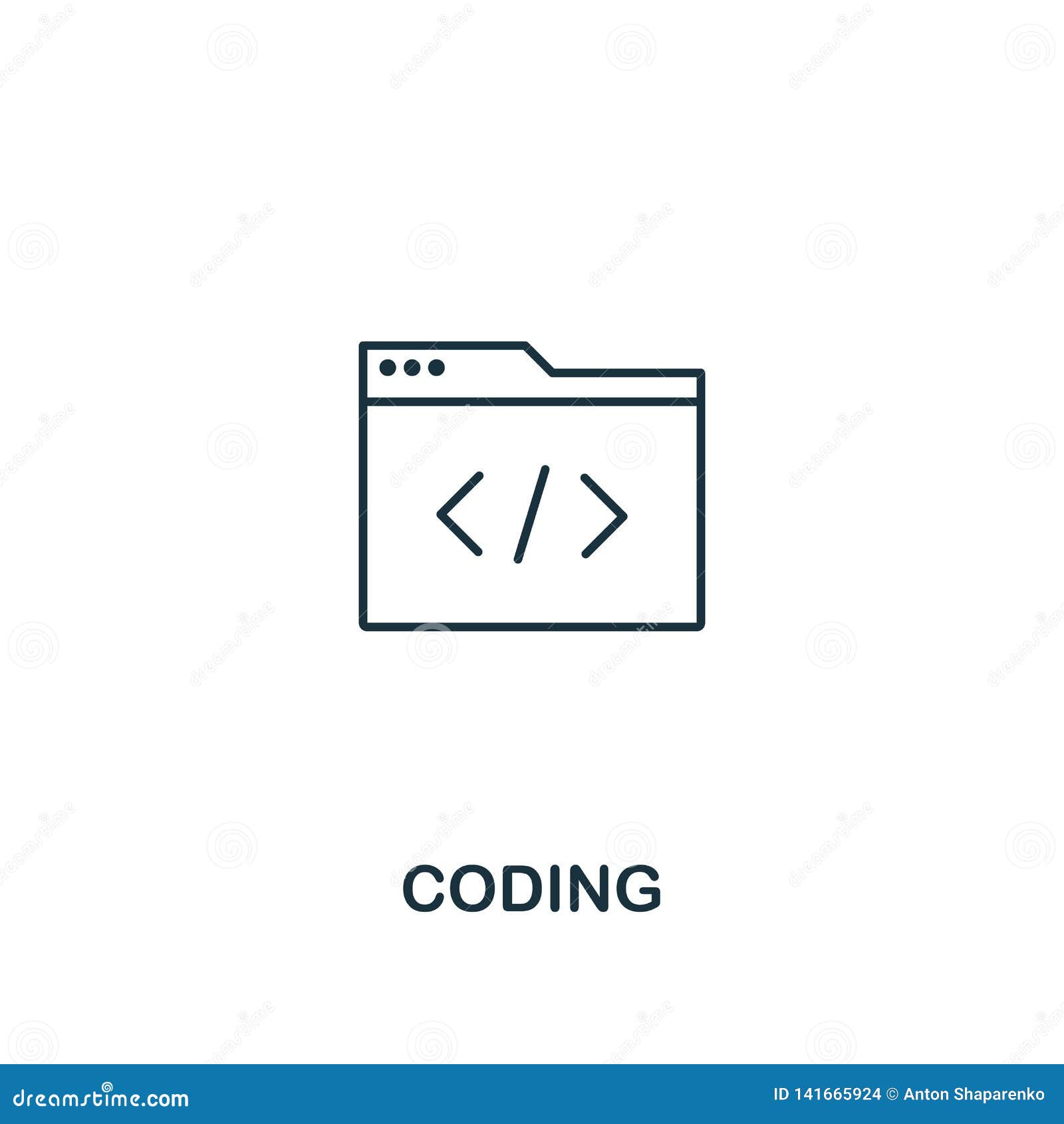 Coding Icon Thin Outline Style Design From Design Ui And Ux Icons Collection Stock Vector