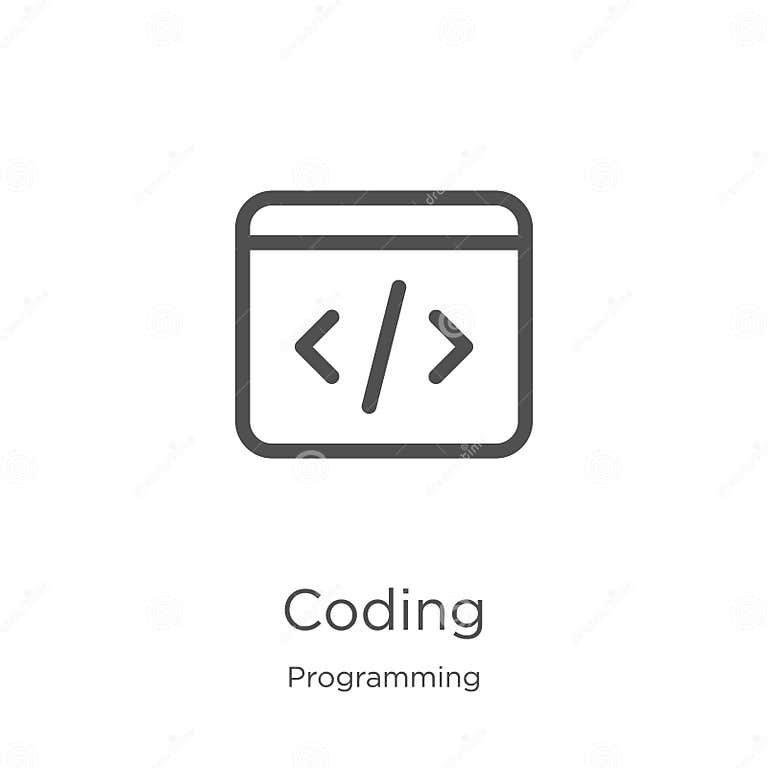 Coding Icon Vector from Programming Collection. Thin Line Coding ...