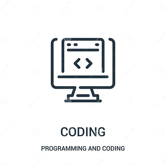 Coding Icon Vector from Programming and Coding Collection. Thin Line Coding Outline Icon Vector ...
