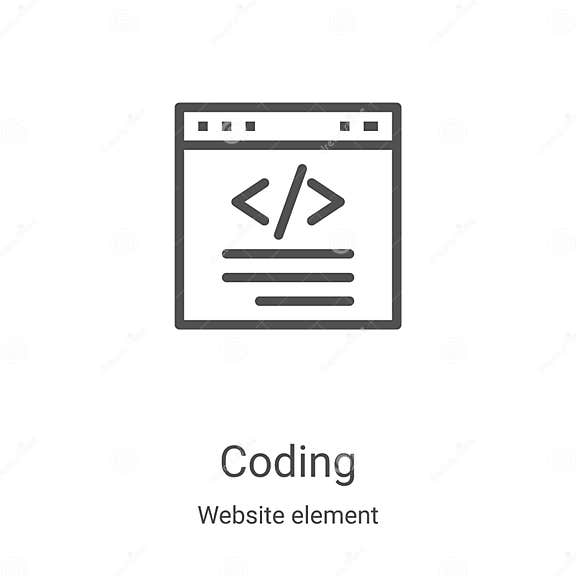 Coding Icon Vector from Website Element Collection. Thin Line Coding Outline Icon Vector ...