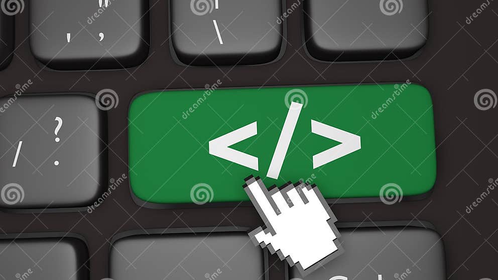 Coding Iconic Symbol on Keyboard Key Stock Illustration - Illustration ...