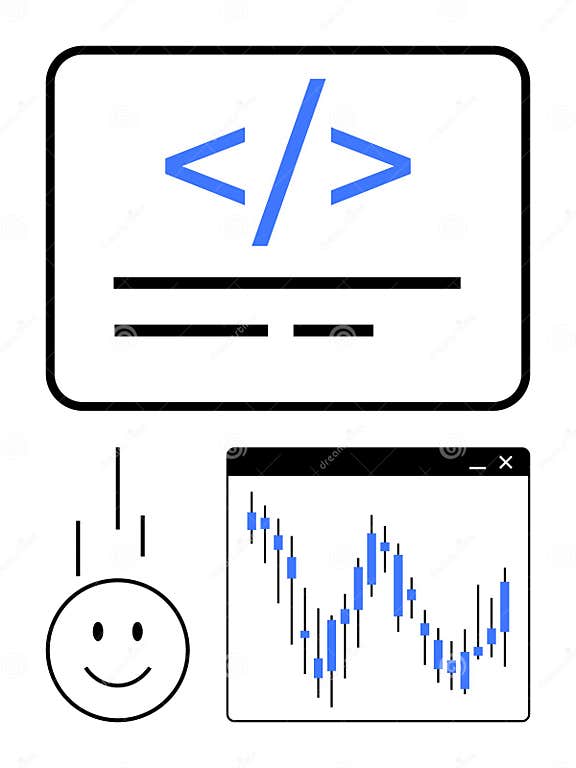Coding Interface and Stock Market Chart Illustrates the Interplay ...