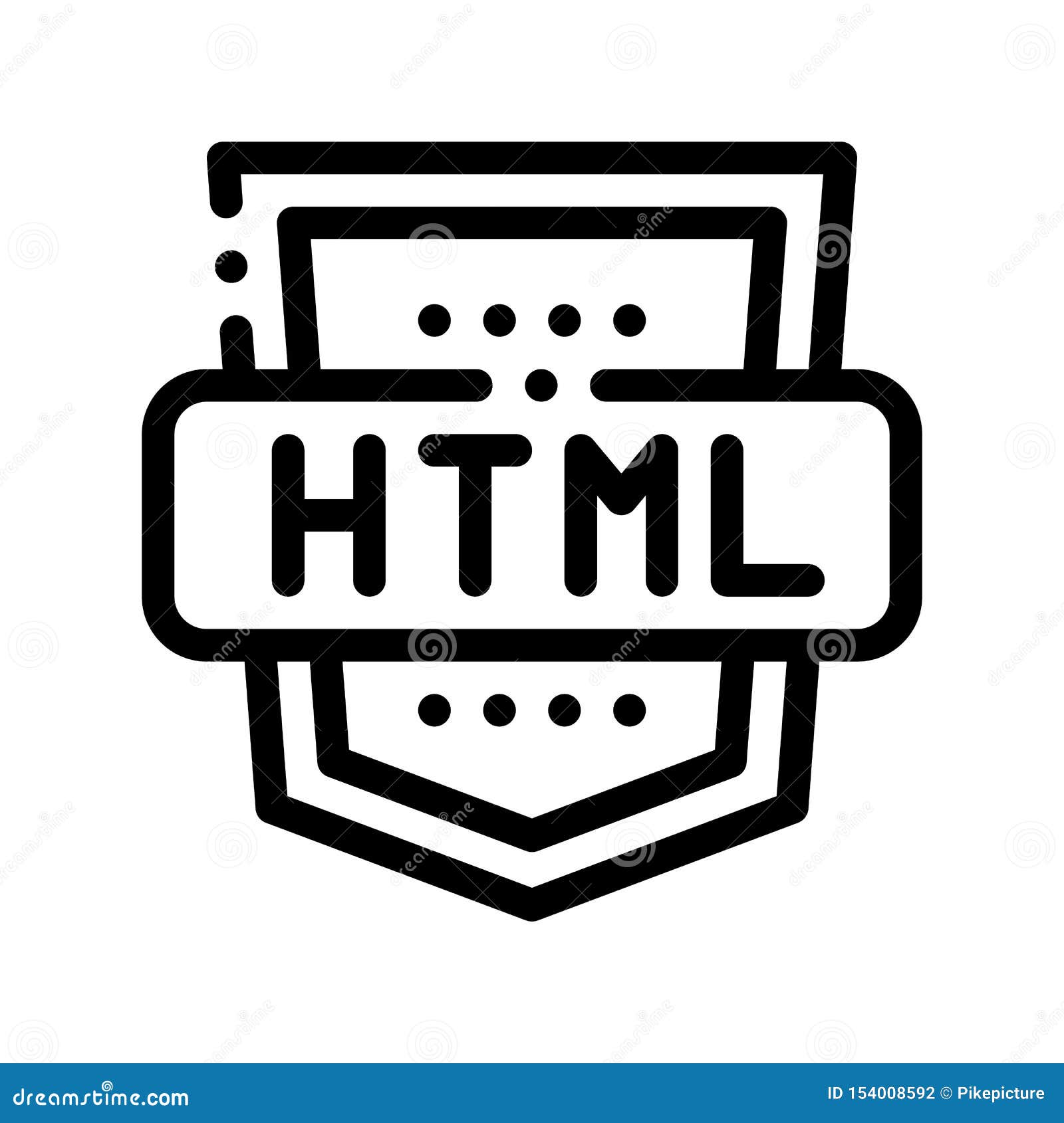 Coding Language HTML System Vector Thin Line Icon Stock Vector - Illustration of color, binary ...