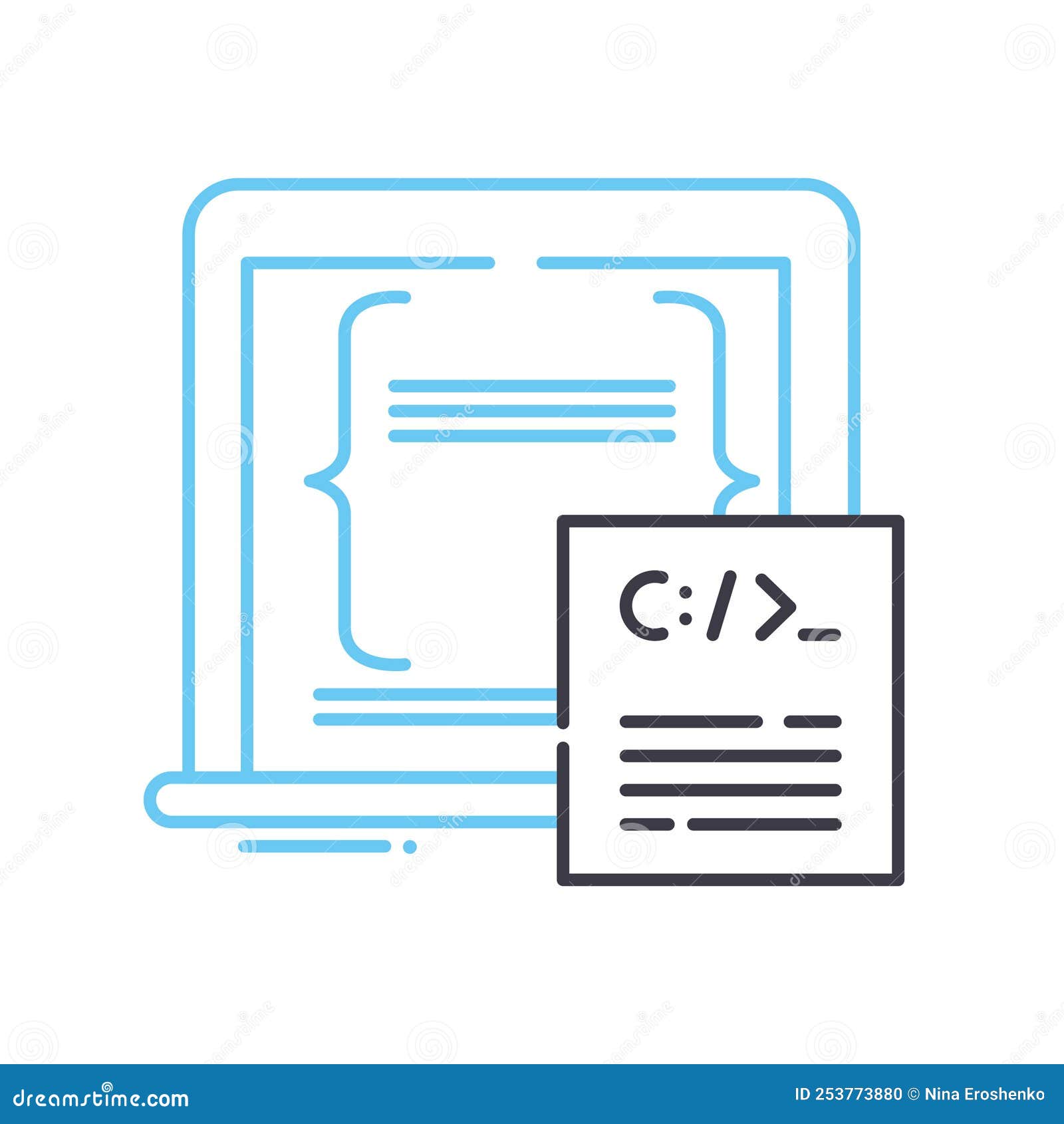 Coding Line Icon Outline Symbol Vector Illustration Concept Sign Stock Vector Illustration