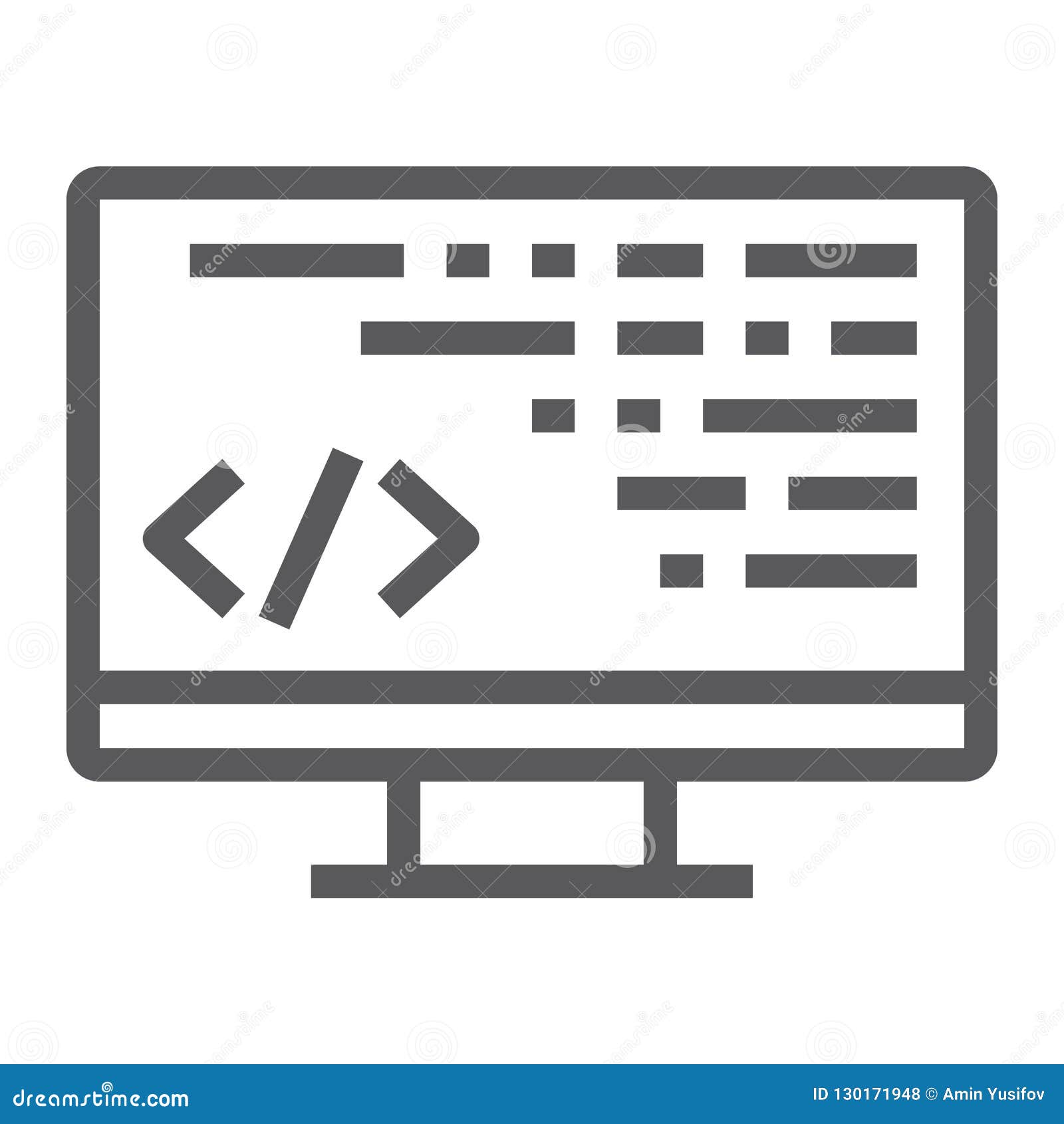 Coding Line Icon, Programming and Development, Computer Sign, Vector ...