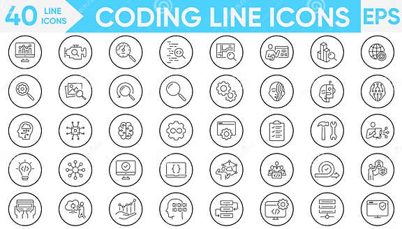 Coding Line Icons Vector and Illustration Set Stock Illustration ...