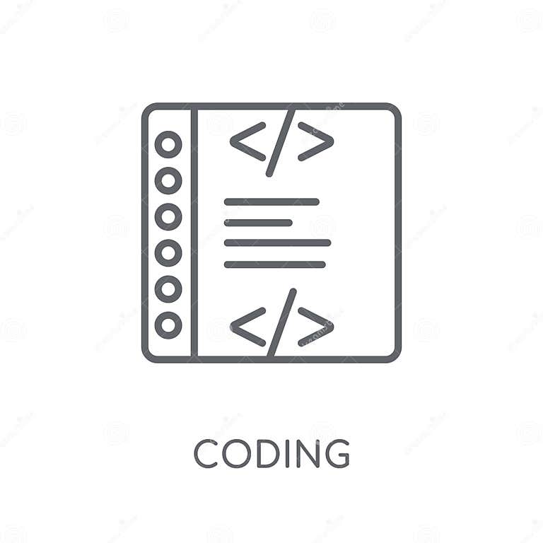 Coding Linear Icon. Modern Outline Coding Logo Concept on White Stock ...