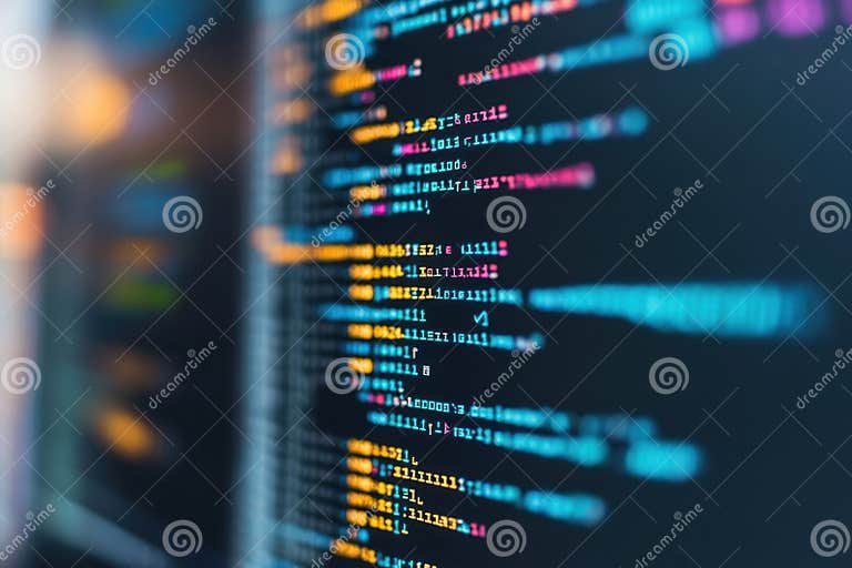 Coding Lines on a Computer Screen Display Vibrant Colors in a Modern Workspace Stock Photo ...