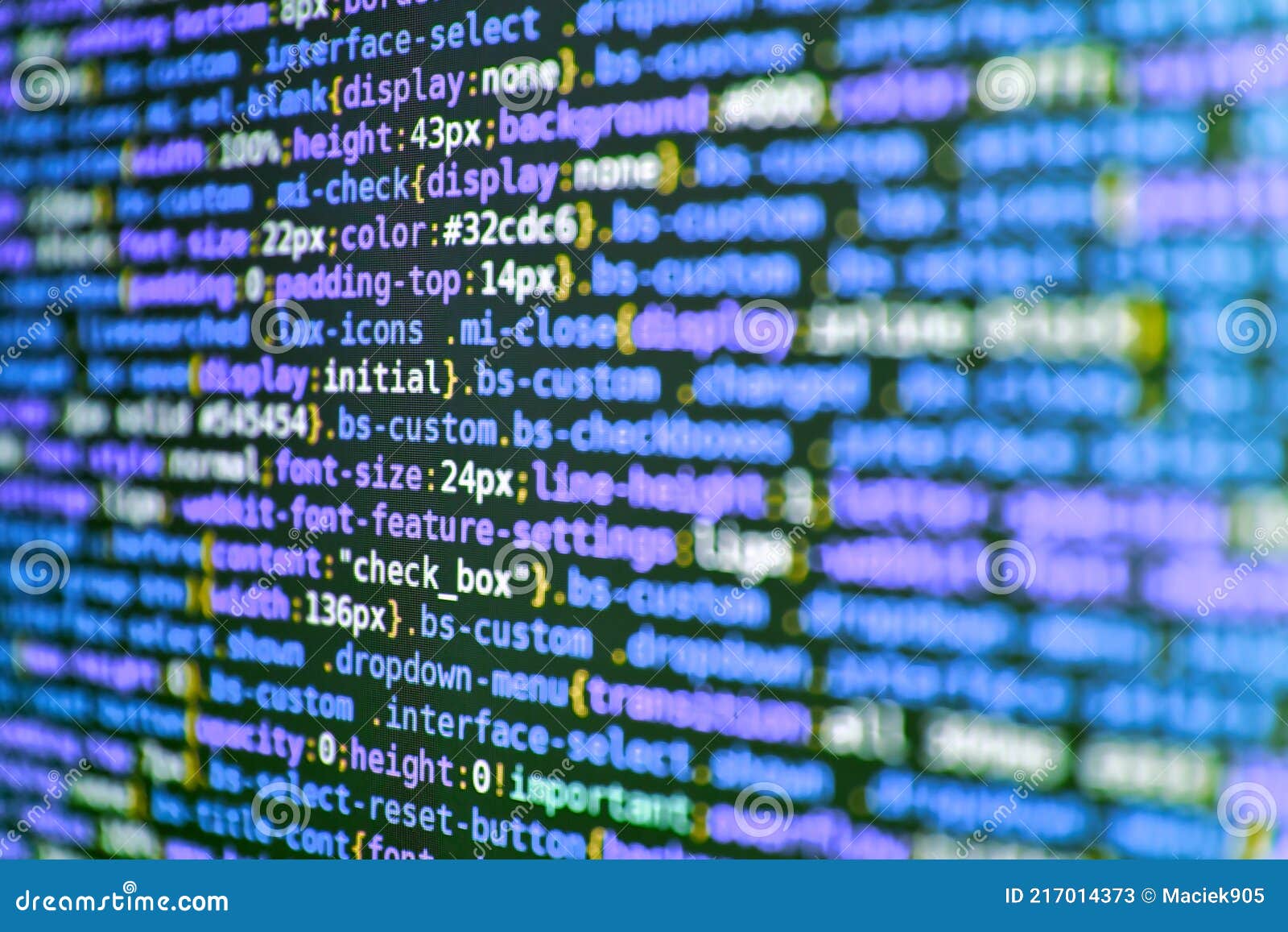 It Coding On Monitor Screen Abstract Technological Background With Digits And Lines Computer