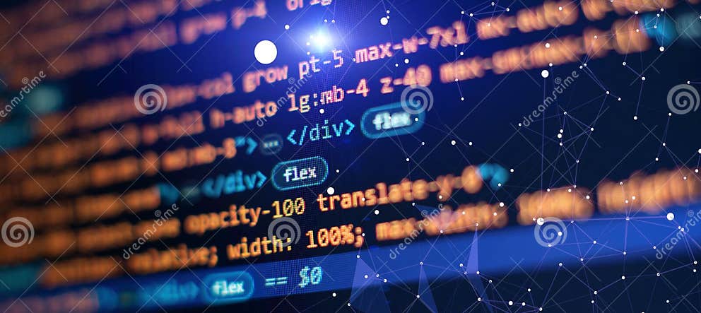 It Coding on Monitor Screen. Computer Code Data Stock Image - Image of ...