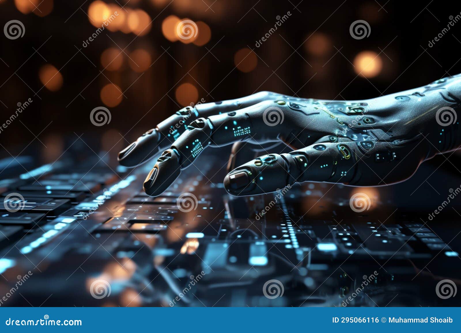 Coding Monitor Touched By Robotic Hands Demonstrating Advanced