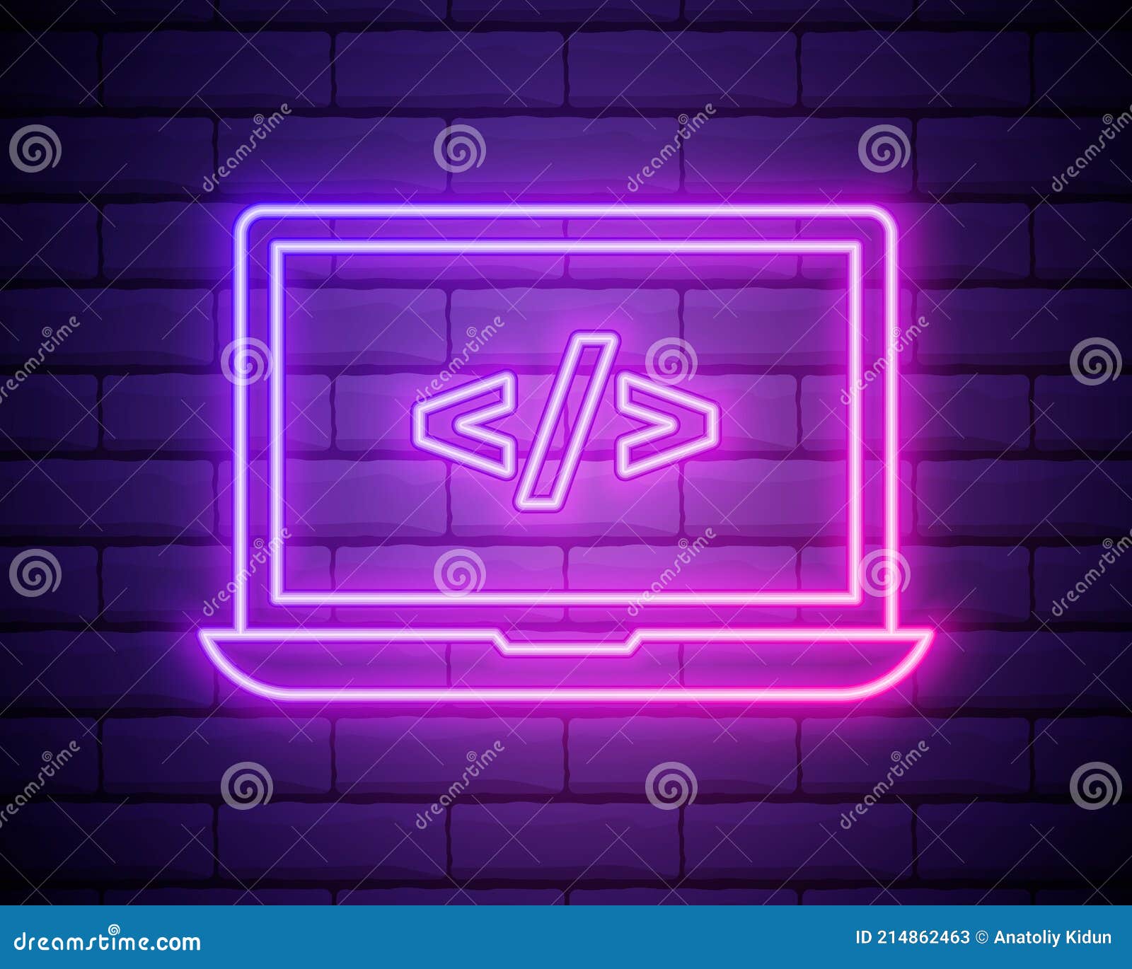 Coding Neon Icon.Programming. Elements of Browser Set Stock Vector - Illustration of computer ...