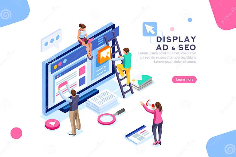 Display Campaign Coding People Flat Isometric Banner Stock Vector ...