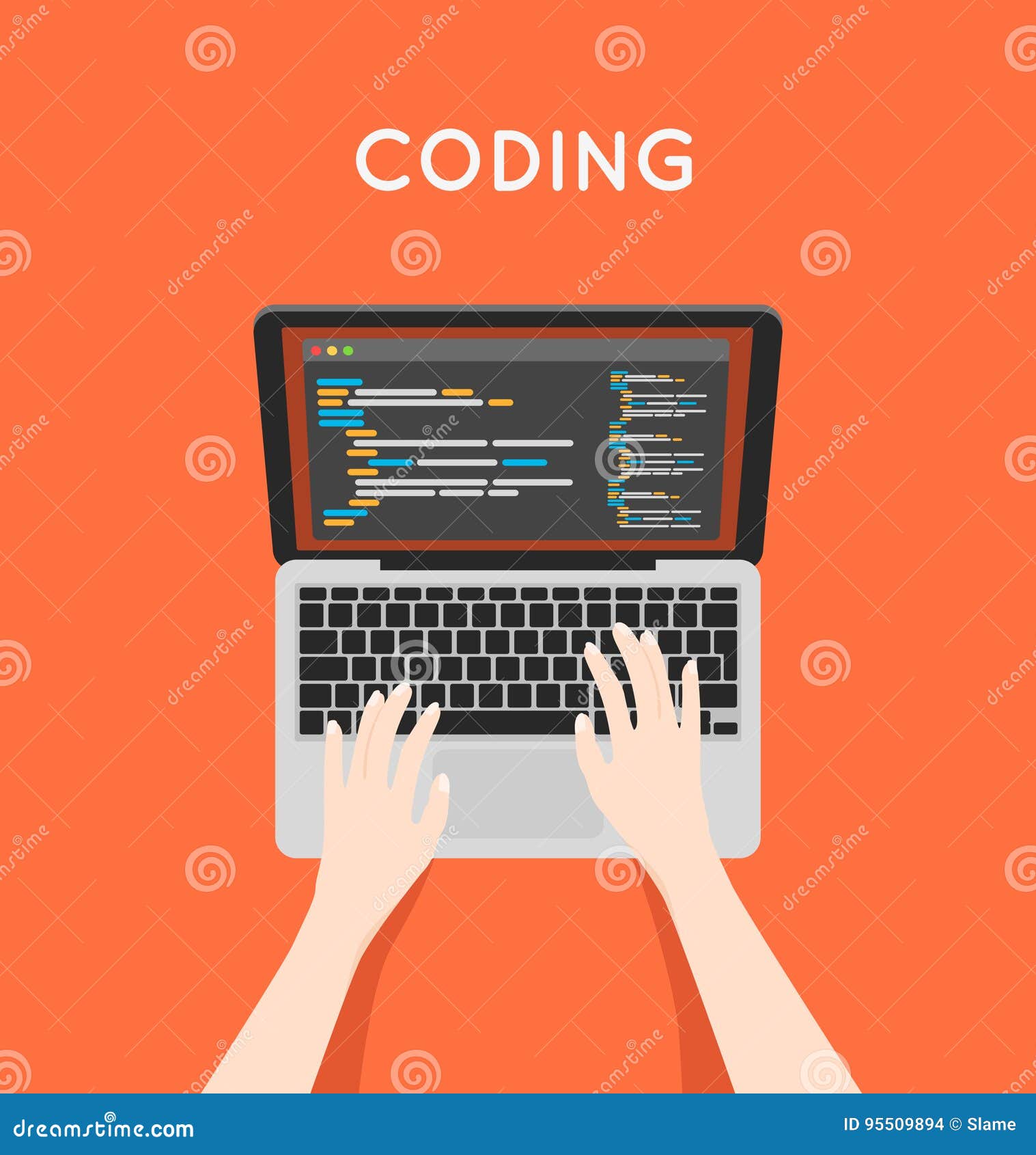 Coding Php Or Html On Laptop Programming Stock Vector Illustration Of Code Information 95509894
