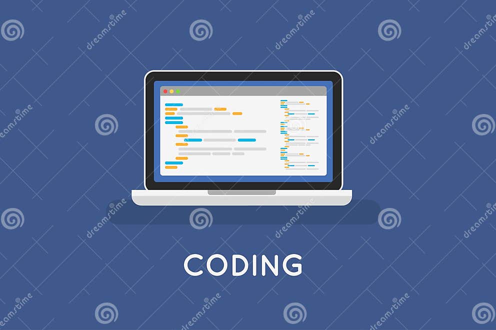 Coding Php or Html on Laptop. Programming Stock Vector - Illustration of development, network ...
